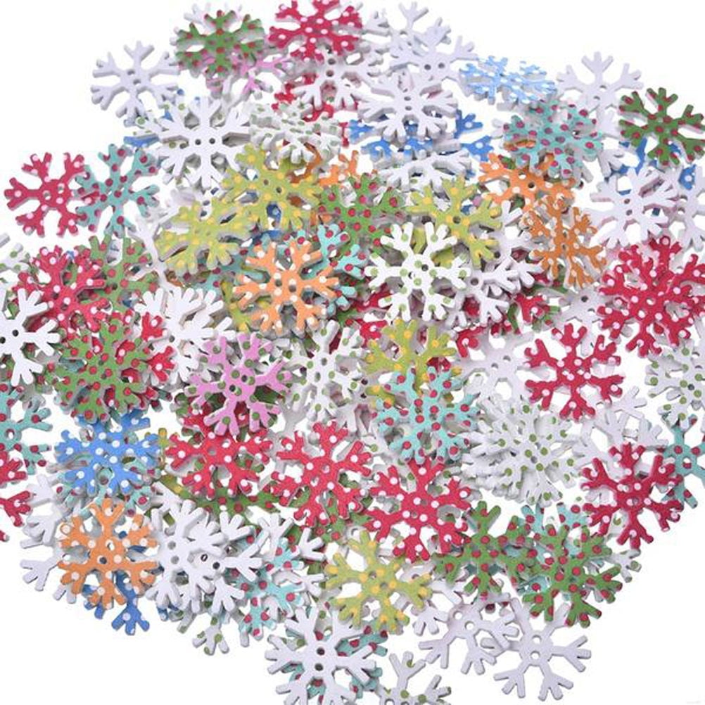 LOLIPPYY Assorted Color 50Pcs Snowflake Buttons for Crafting and ...
