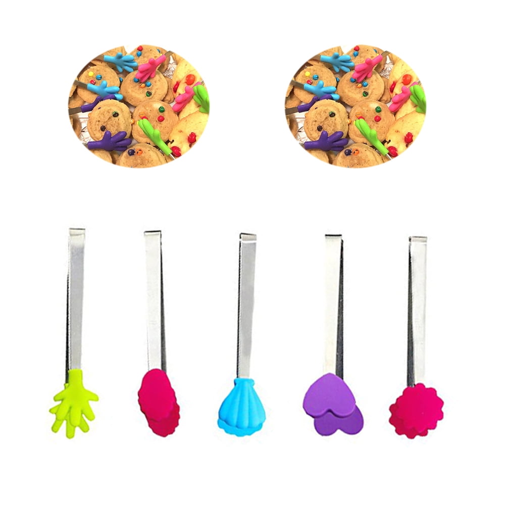 LOLIPPYY Assorted Color Kitchen Tongs Set with Silicone Tips Stainless ...