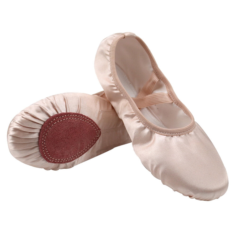 LOLIPPYY Beige Stretch Satin Ballet Flats Lightweight Gymnastics Yoga ...