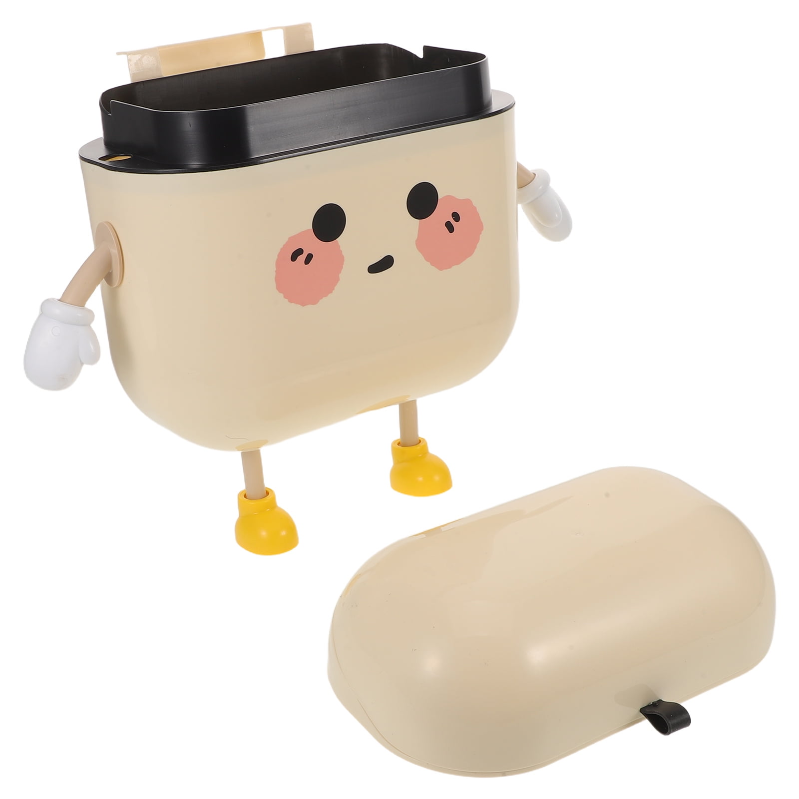 LOLIPPYY Beige Wall Mounted Trash Can with Lid for Kitchen Cabinet Door ...