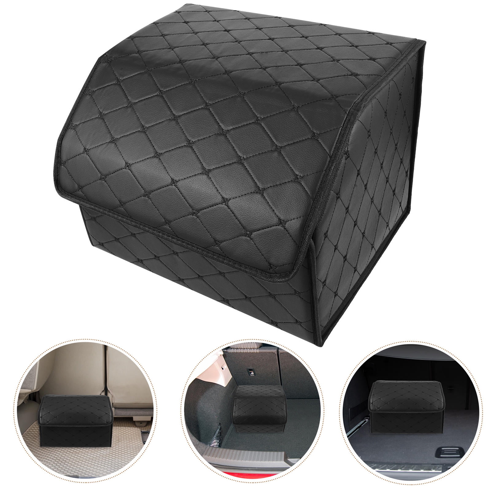 LOLIPPYY Black Foldable Car Trunk Organizer Box with Artificial for ...