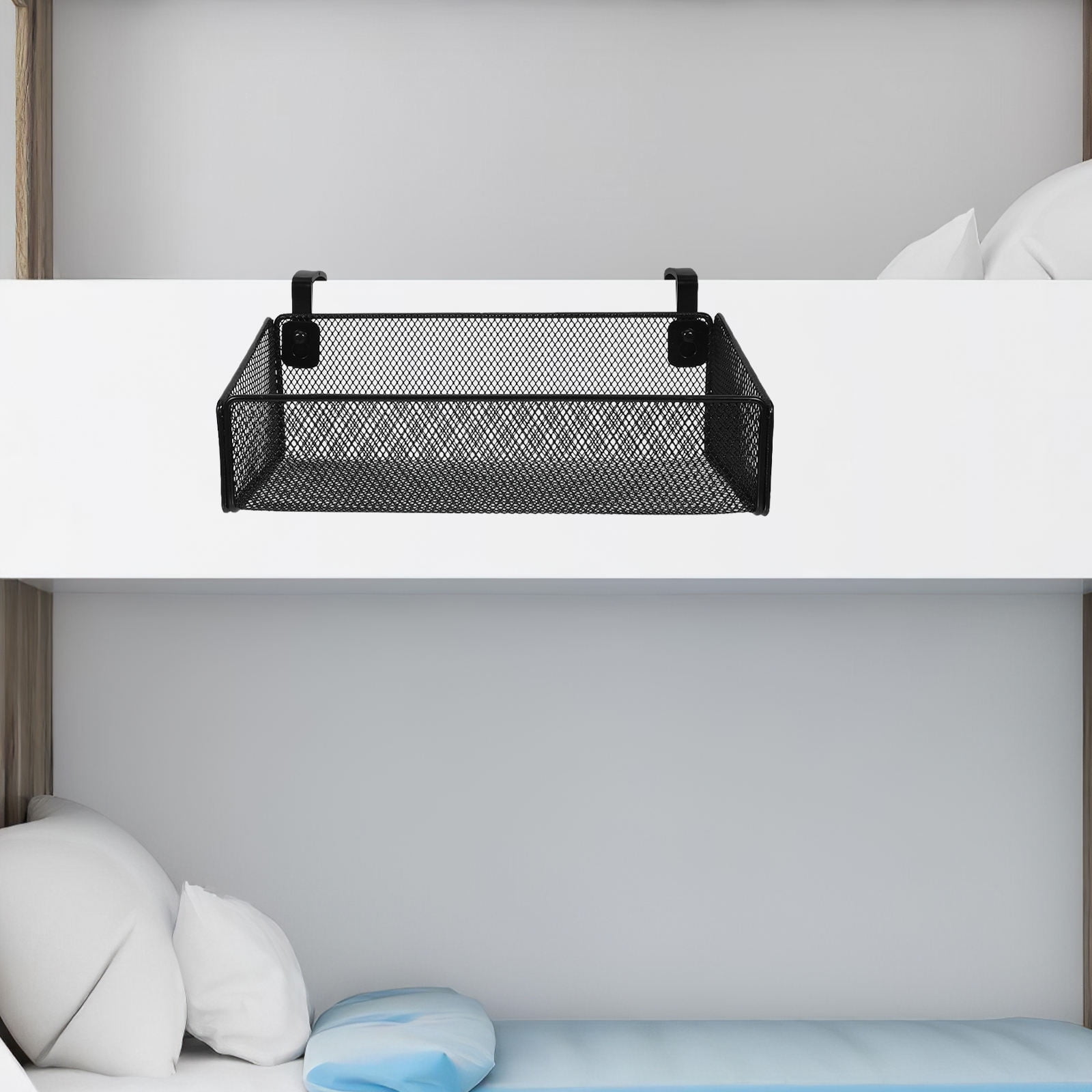 LOLIPPYY Black Metal Wire Bed Hanging Basket with Space Saving Design ...