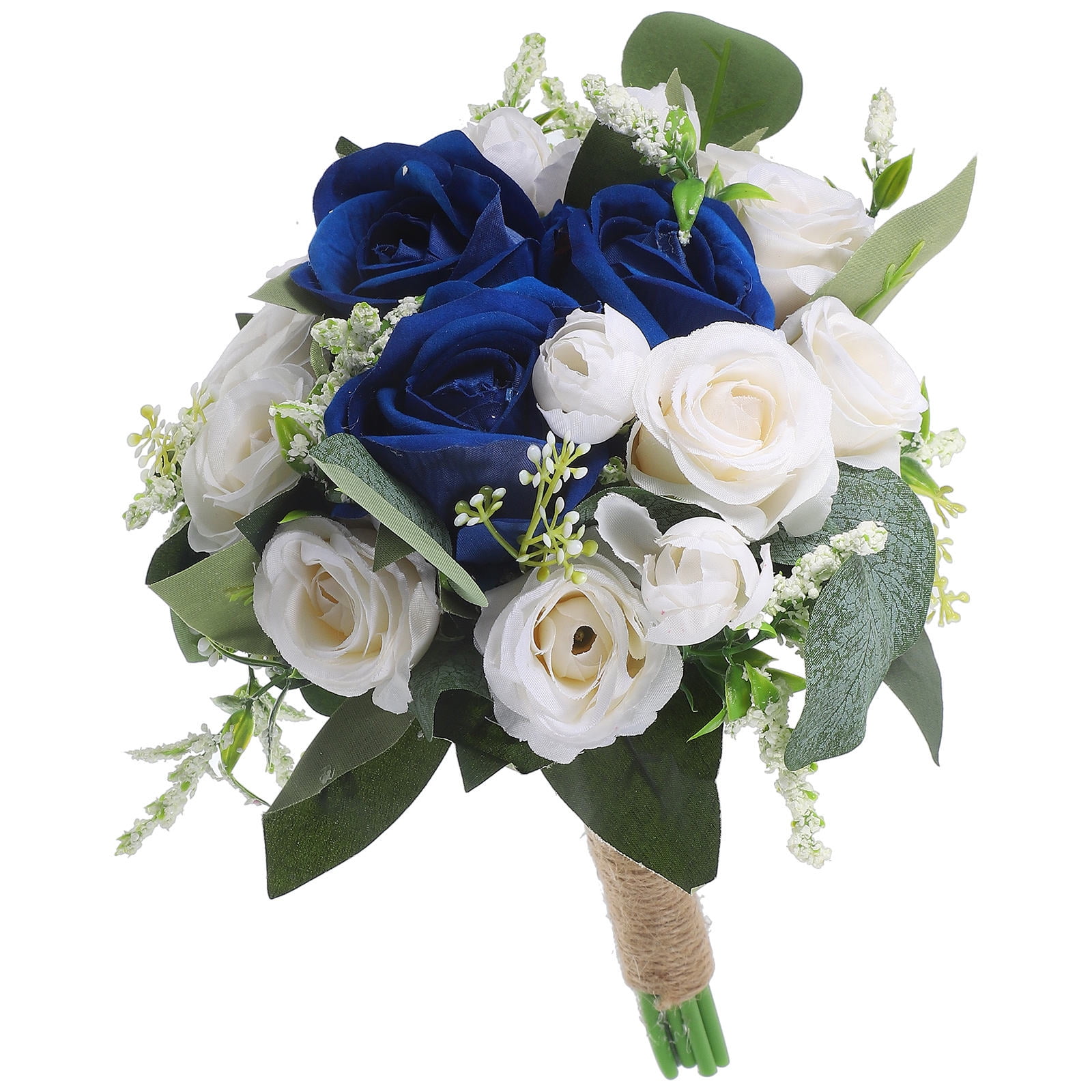 LOLIPPYY Wedding Artificial Flower Bridal Bouquet Blue Synthetic ...