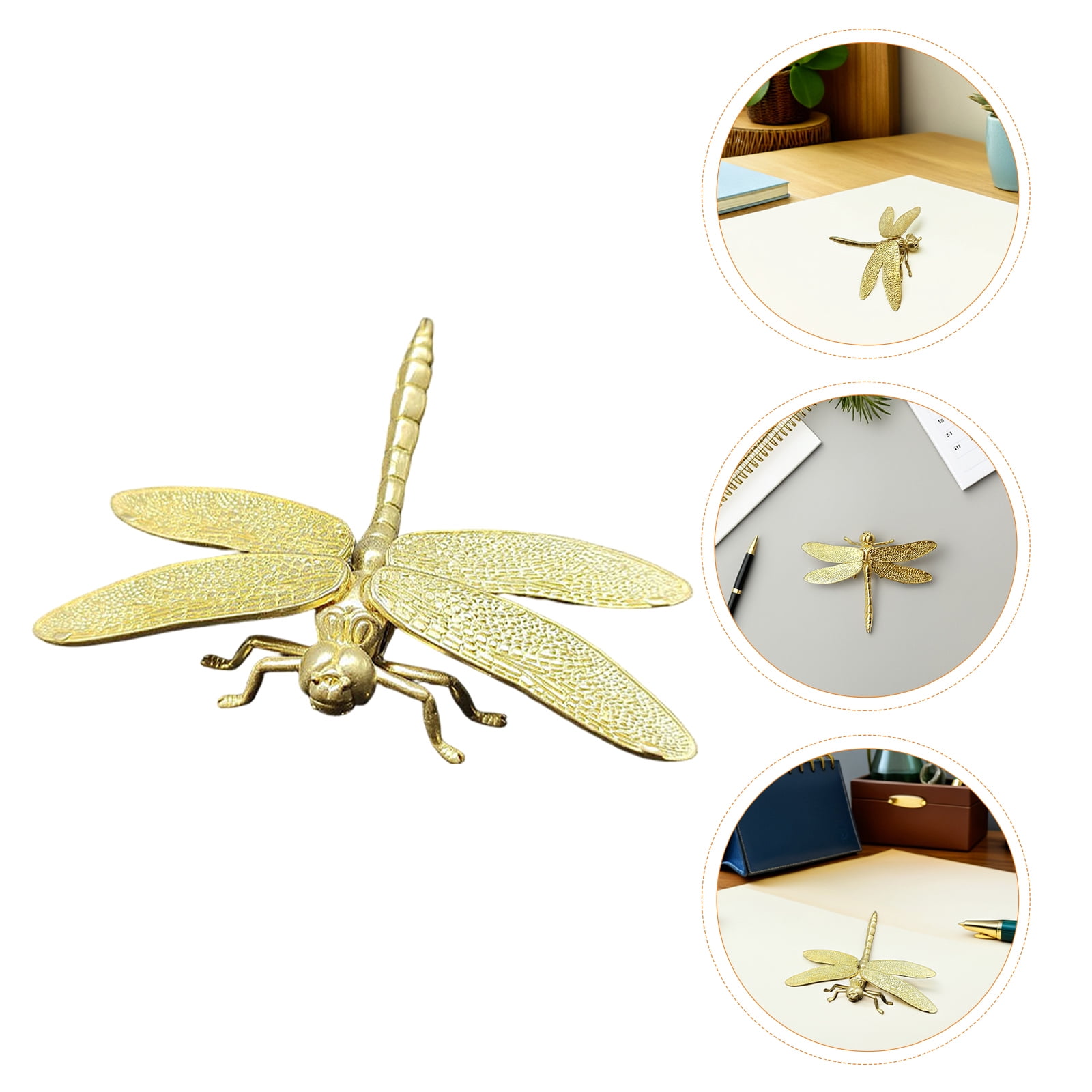 LOLIPPYY Brass Animal Figurine Gold Dragonfly Sculpture for Desktop ...