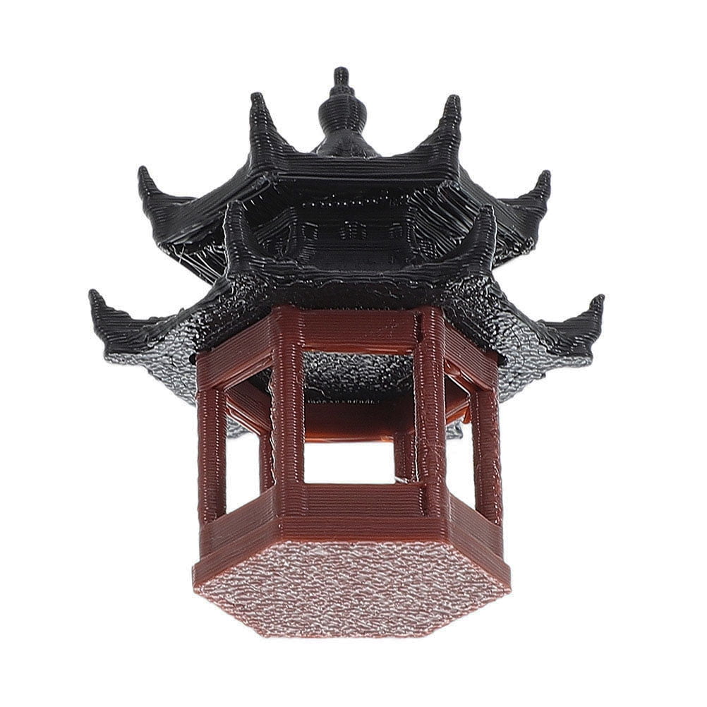 LOLIPPYY Brown Ancient Chinese Building Model for Tabletop Garden Decor ...