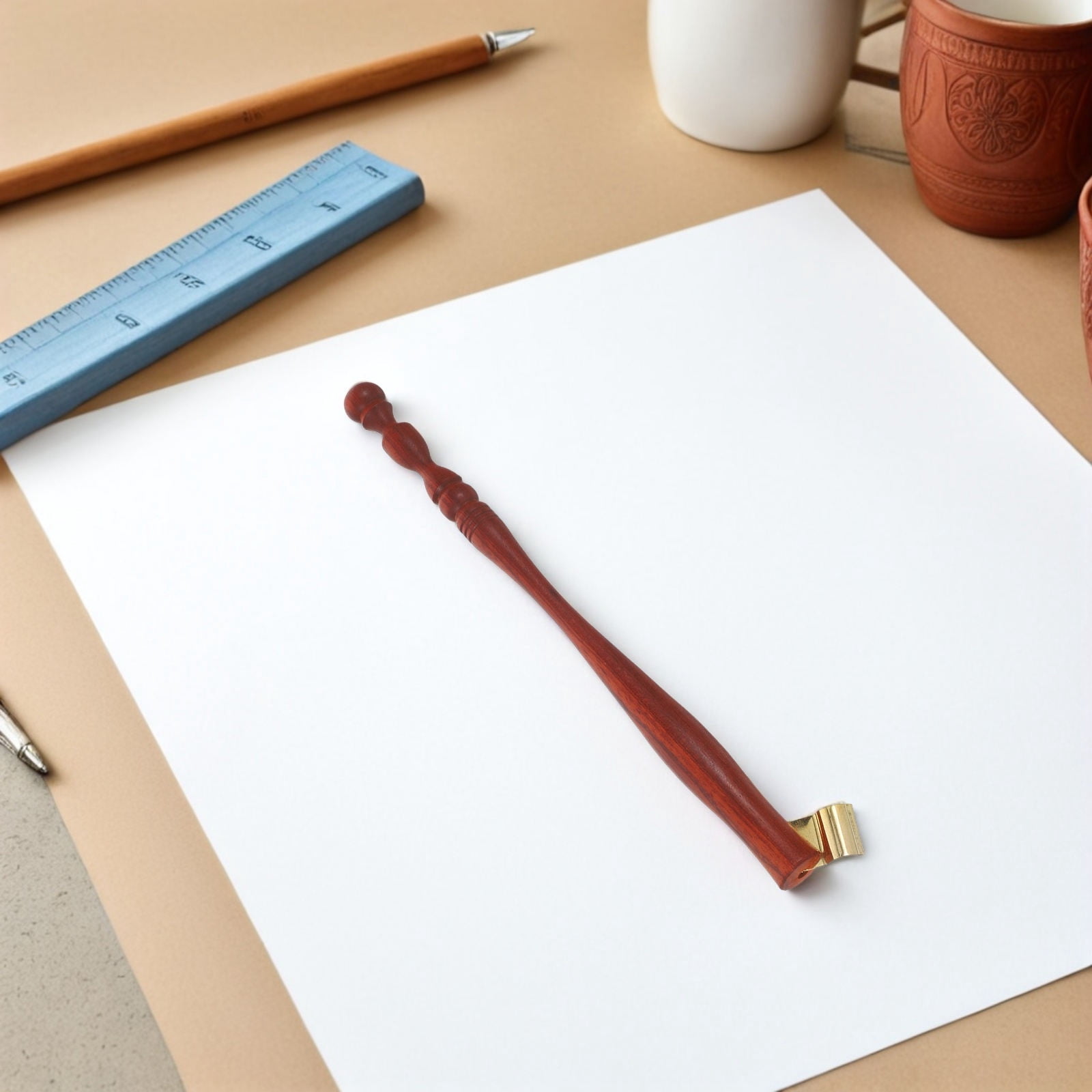 LOLIPPYY Brown Calligraphy Dip Pen Holder with Detachable Metal Flange ...