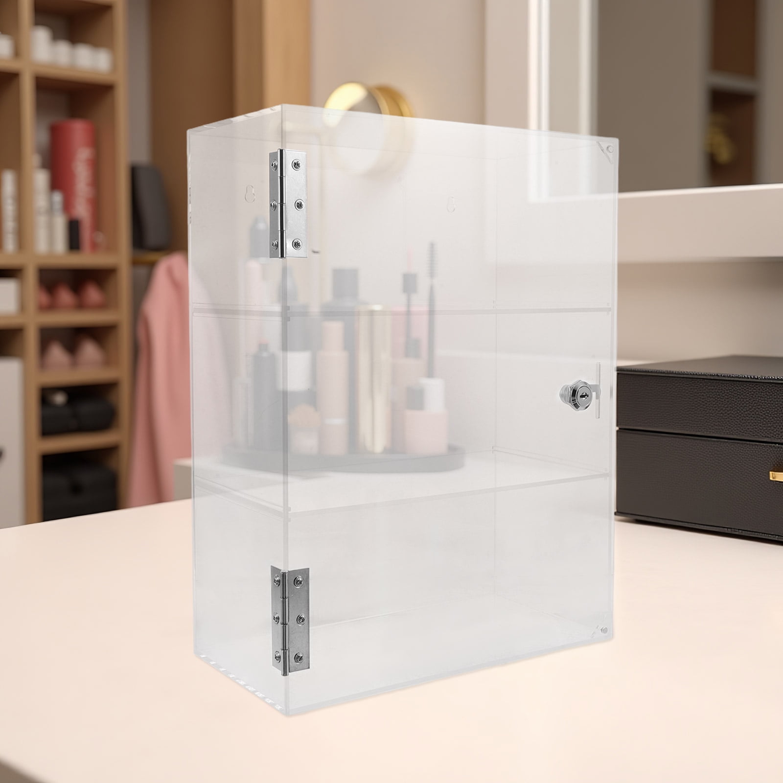 LOLIPPYY Clear Acrylic Wall Mounted Display Case with Lock Dustproof ...