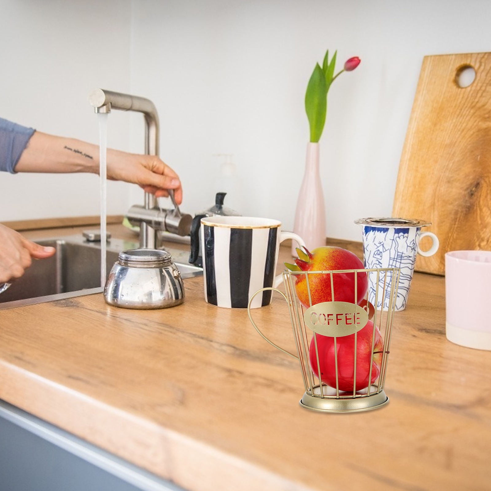 LOLIPPYY Coffee Pod Holder Basket Iron Material Golden Color Organizer ...