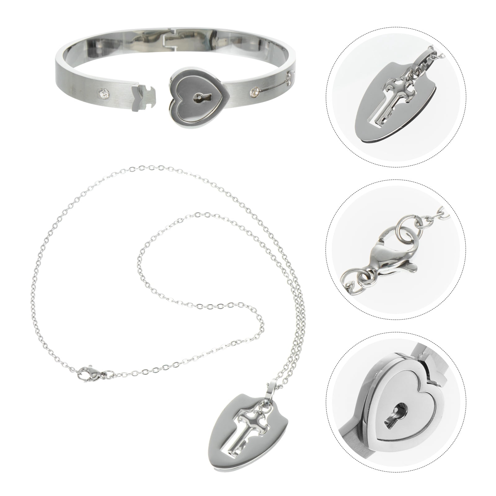 LOLIPPYY Unique Concentric Lock Couple Jewelry Set, 2pcs Titanium Steel ...