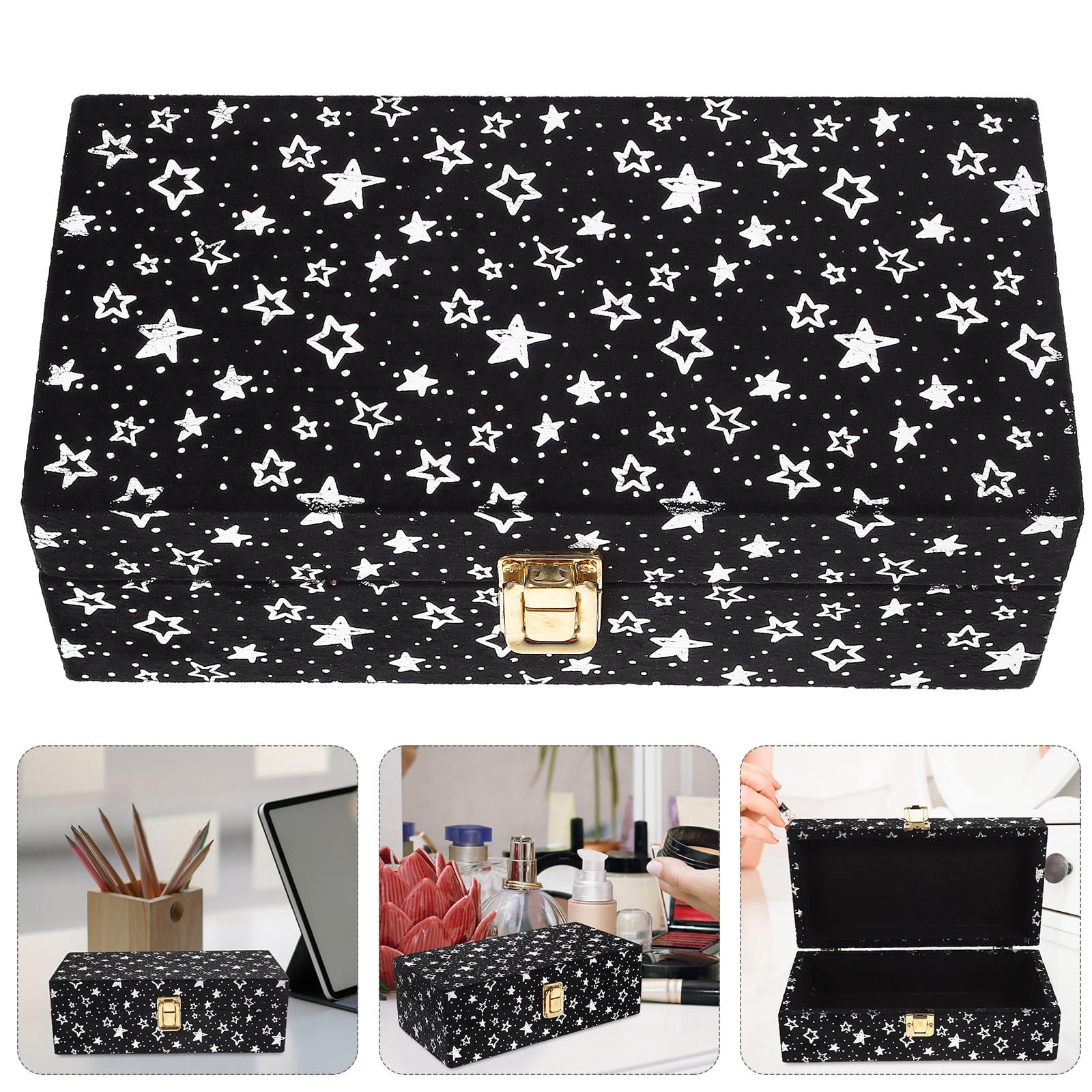 LOLIPPYY Cute Jewelry Box Black Wooden for Desktop Organizer 1Pcs ...