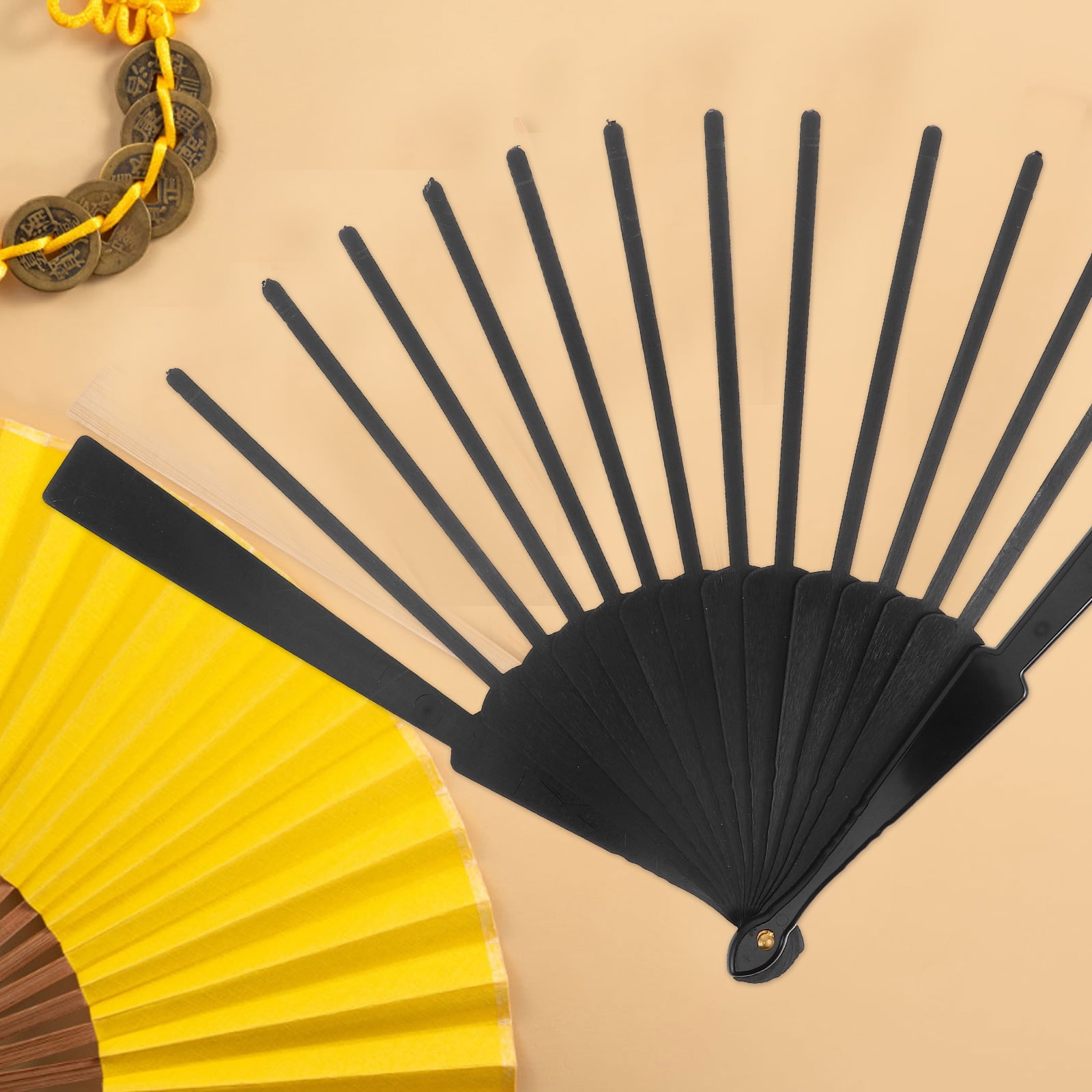 LOLIPPYY DIY Black Hand Fan Frame Foldable Fan Skeleton for Sewing ...