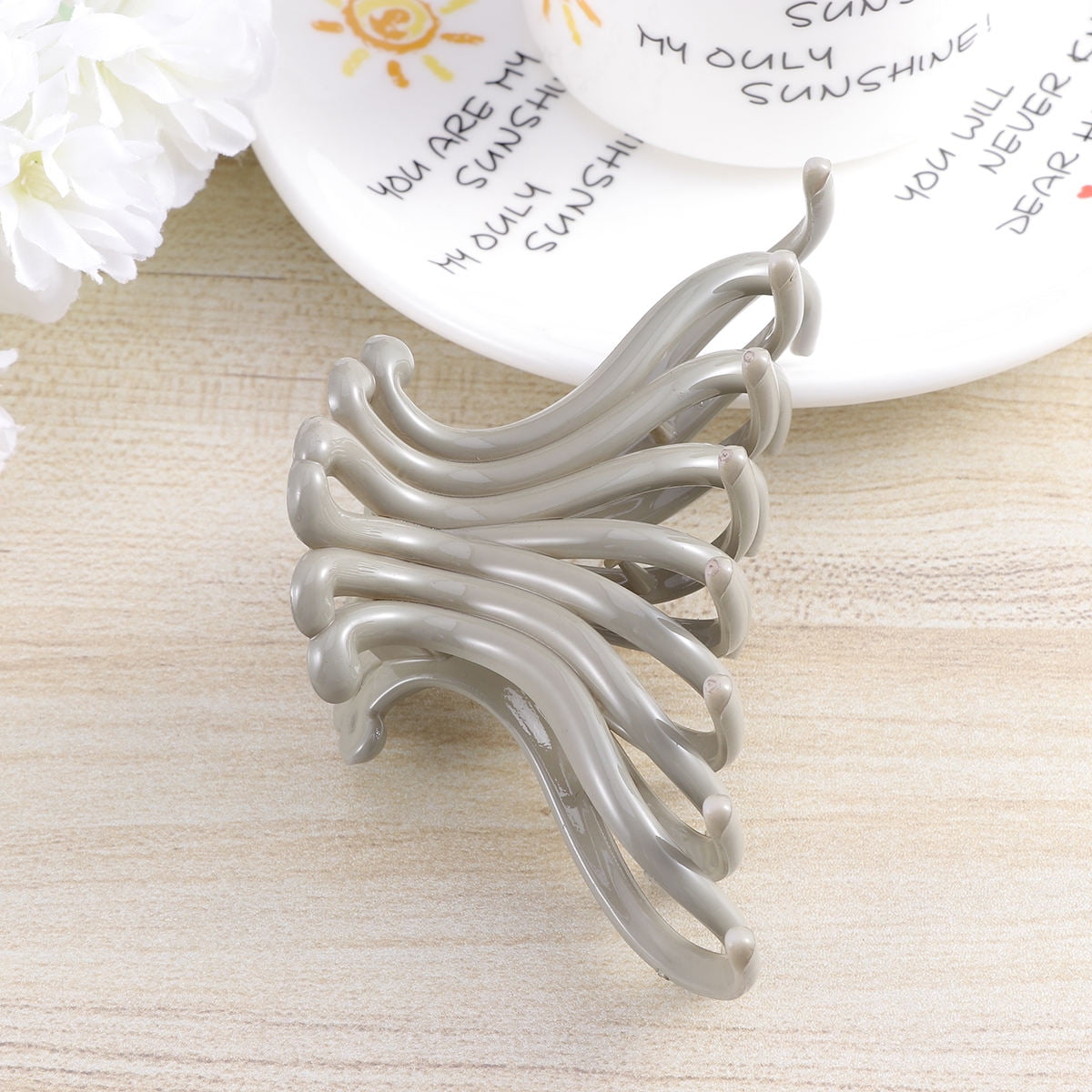 LOLIPPYY Light Grey Decorative Hair Clips for Women, 1 Pack Plastic Non ...