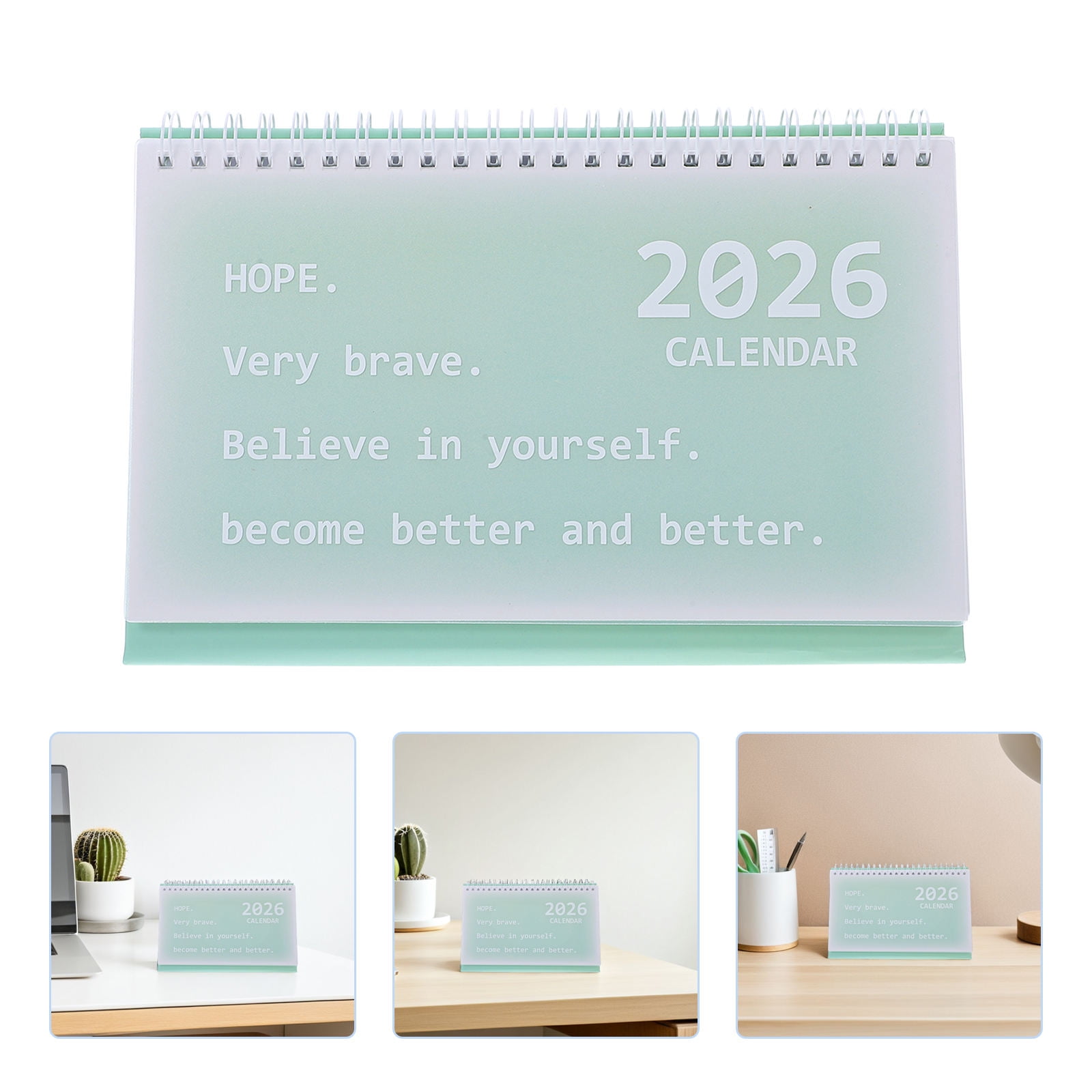 LOLIPPYY Monthly Desk Calendar 2026 Year Green Rectangular Style for ...