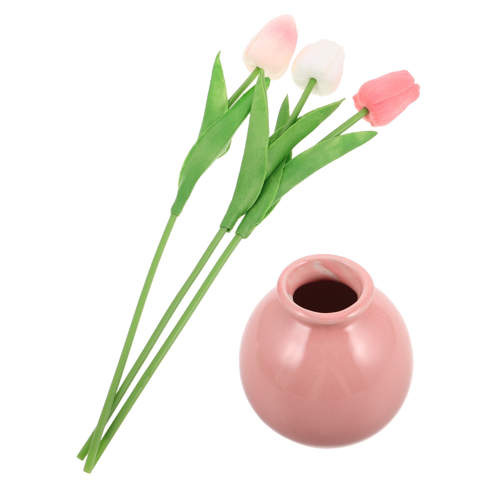 LOLIPPYY Fake Flower Pot Artificial Tulip Flower Arrangement Silk ...
