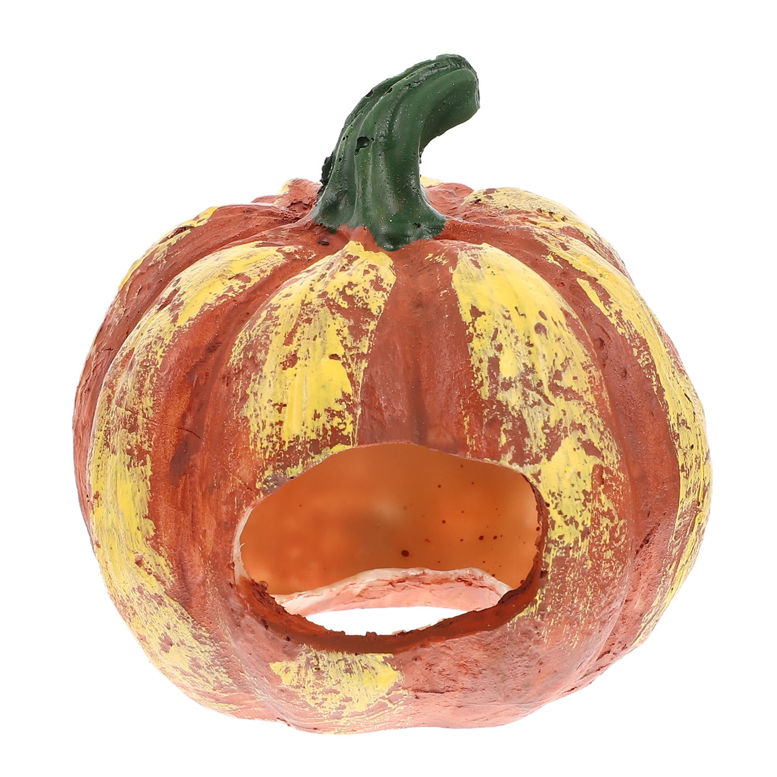LOLIPPYY Fish Tank Pumpkin Decor Orange Resin Shrimp Hideout Shelter ...