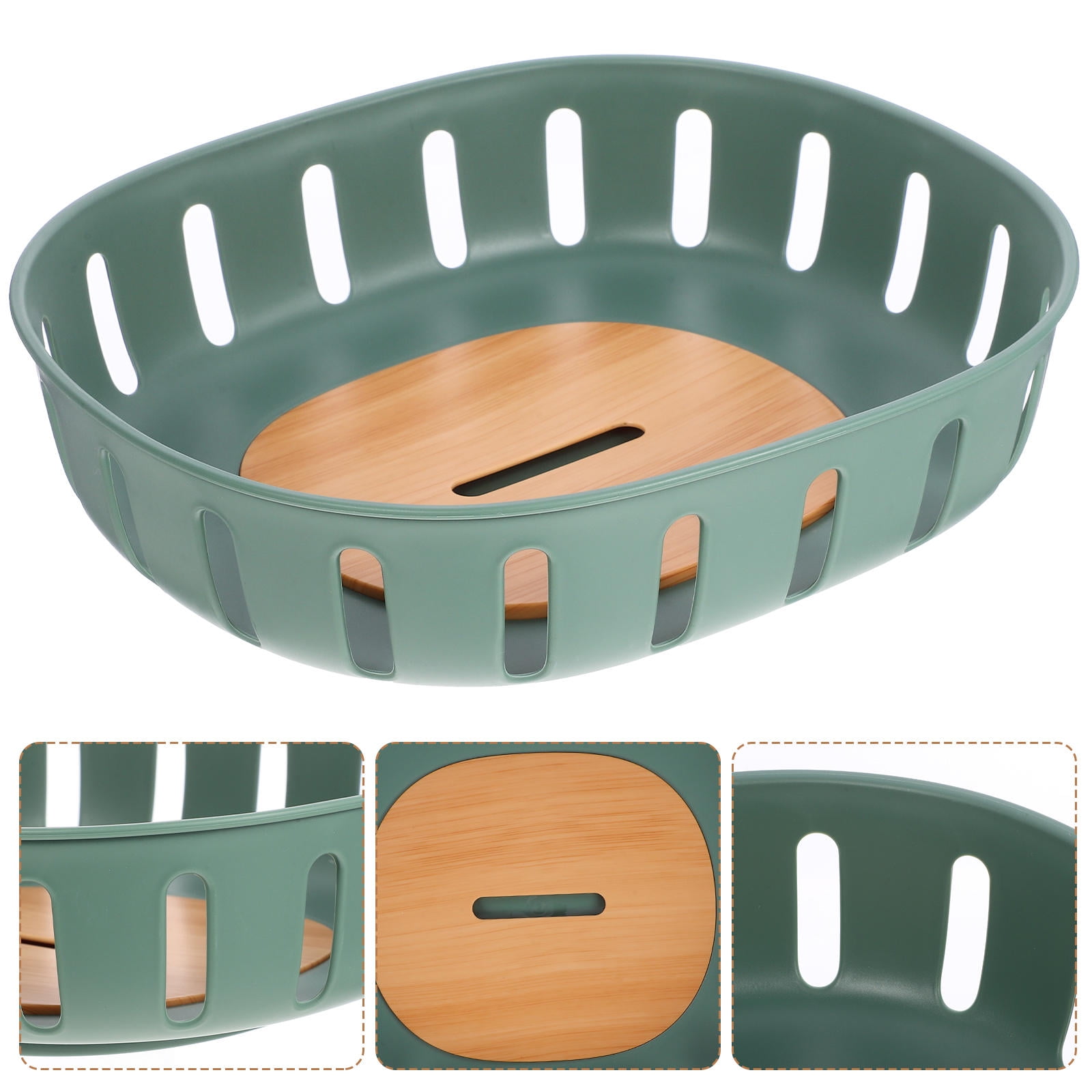 LOLIPPYY Fruit Drain Basket Fruit and Snack Storage Basket Green ...