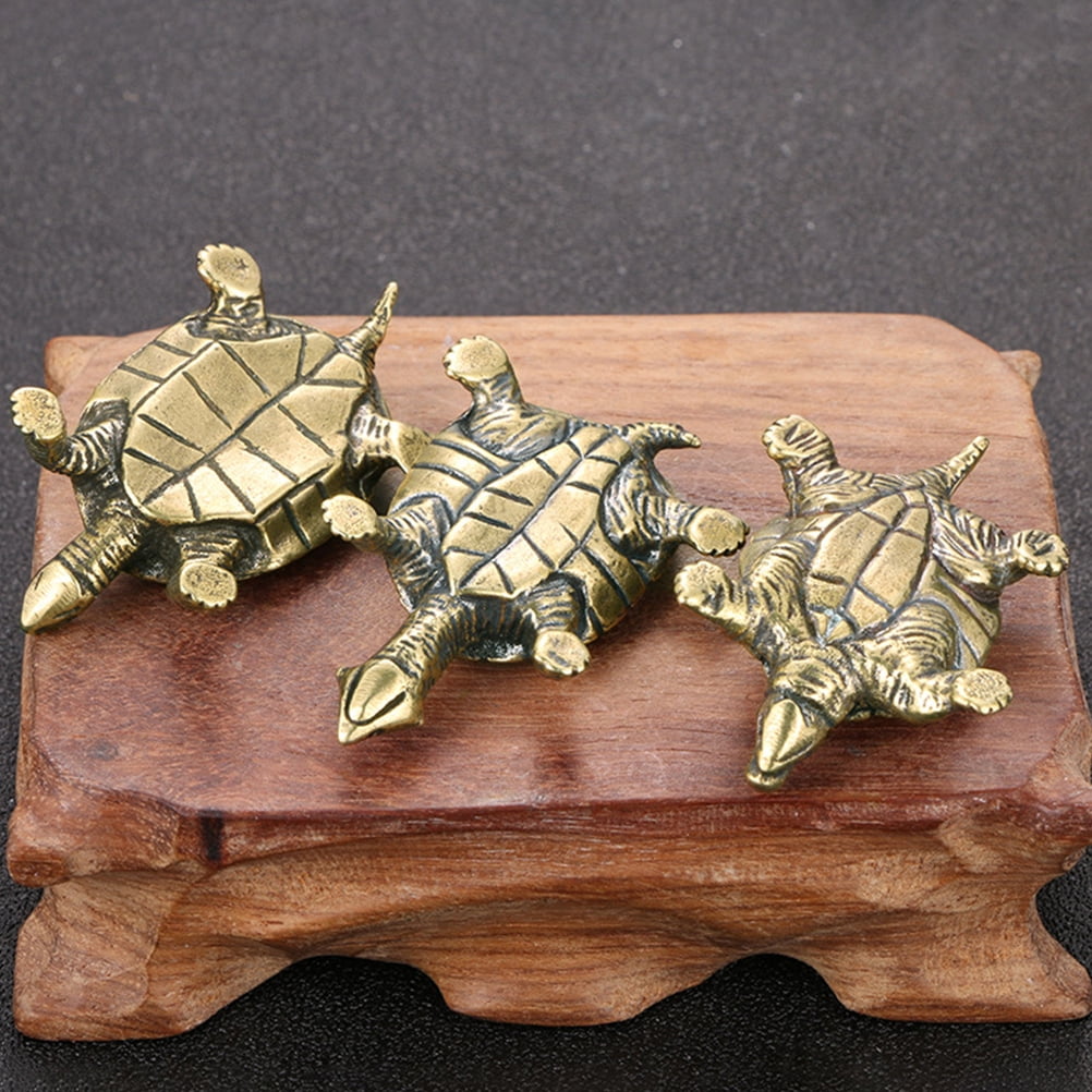 LOLIPPYY Golden Brass Turtle Figurines for Decor Retro Tortoise ...