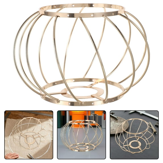 LOLIPPYY Golden Metal Lampshade Frame Wire Cage for DIY Table Lamp and ...