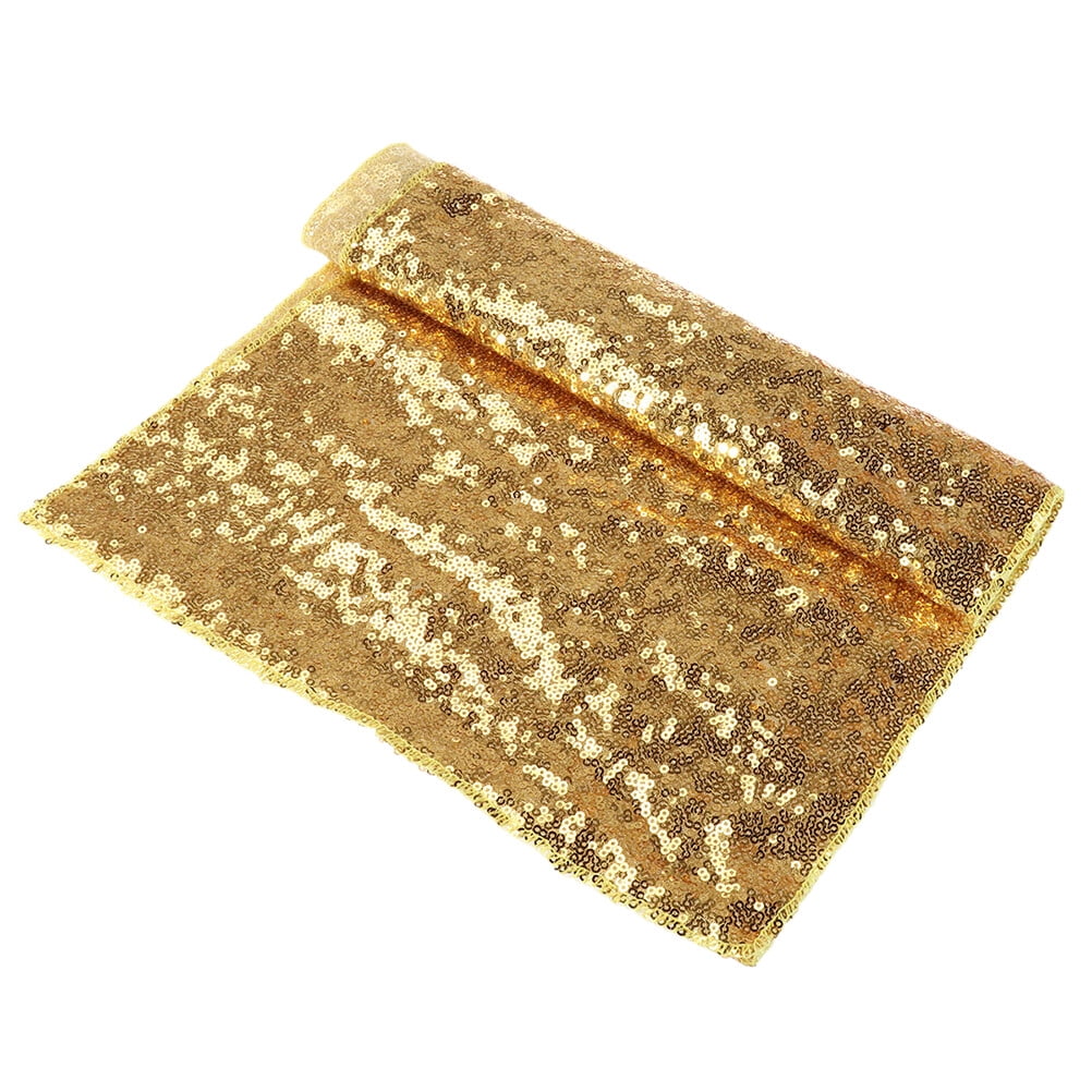 LOLIPPYY Golden Sequin Table Runner Rectangular Glitter Runner Overlay ...
