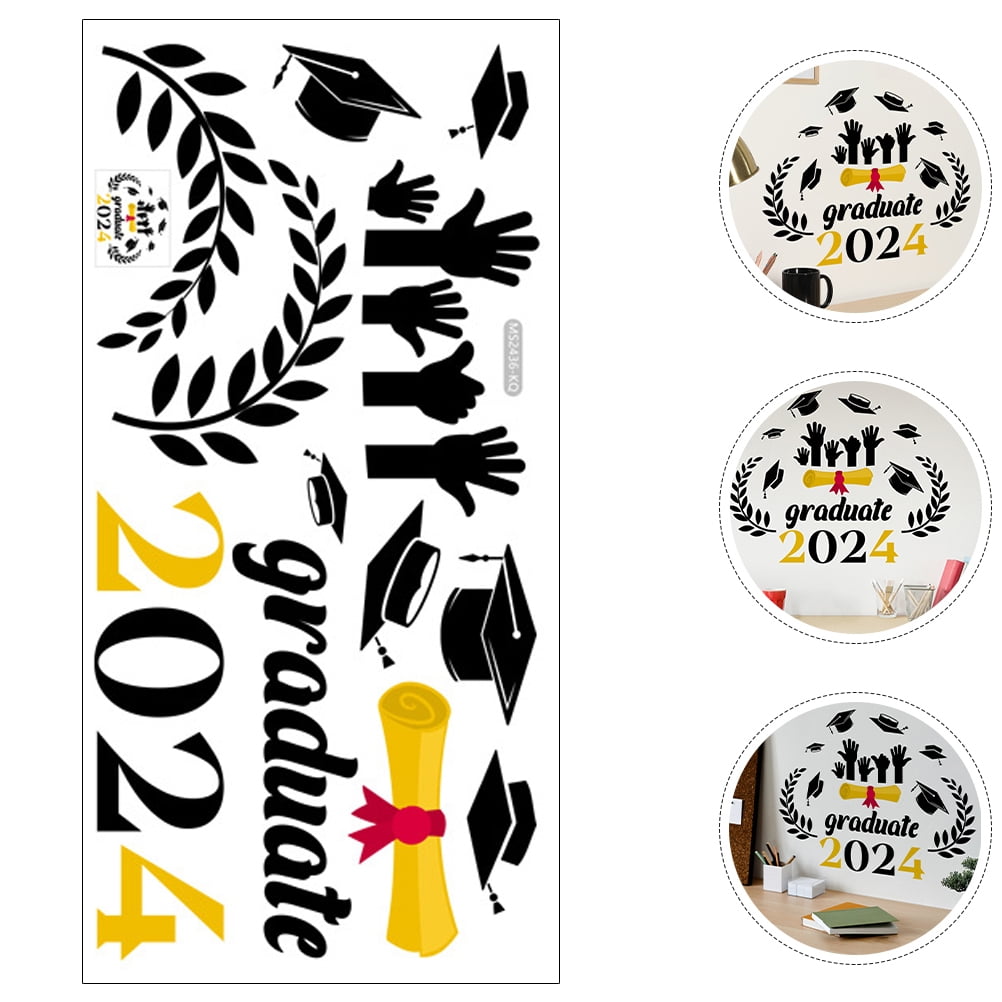 LOLIPPYY Graduation Themed Decals Decorative Sticker PVC Wall Decor for ...