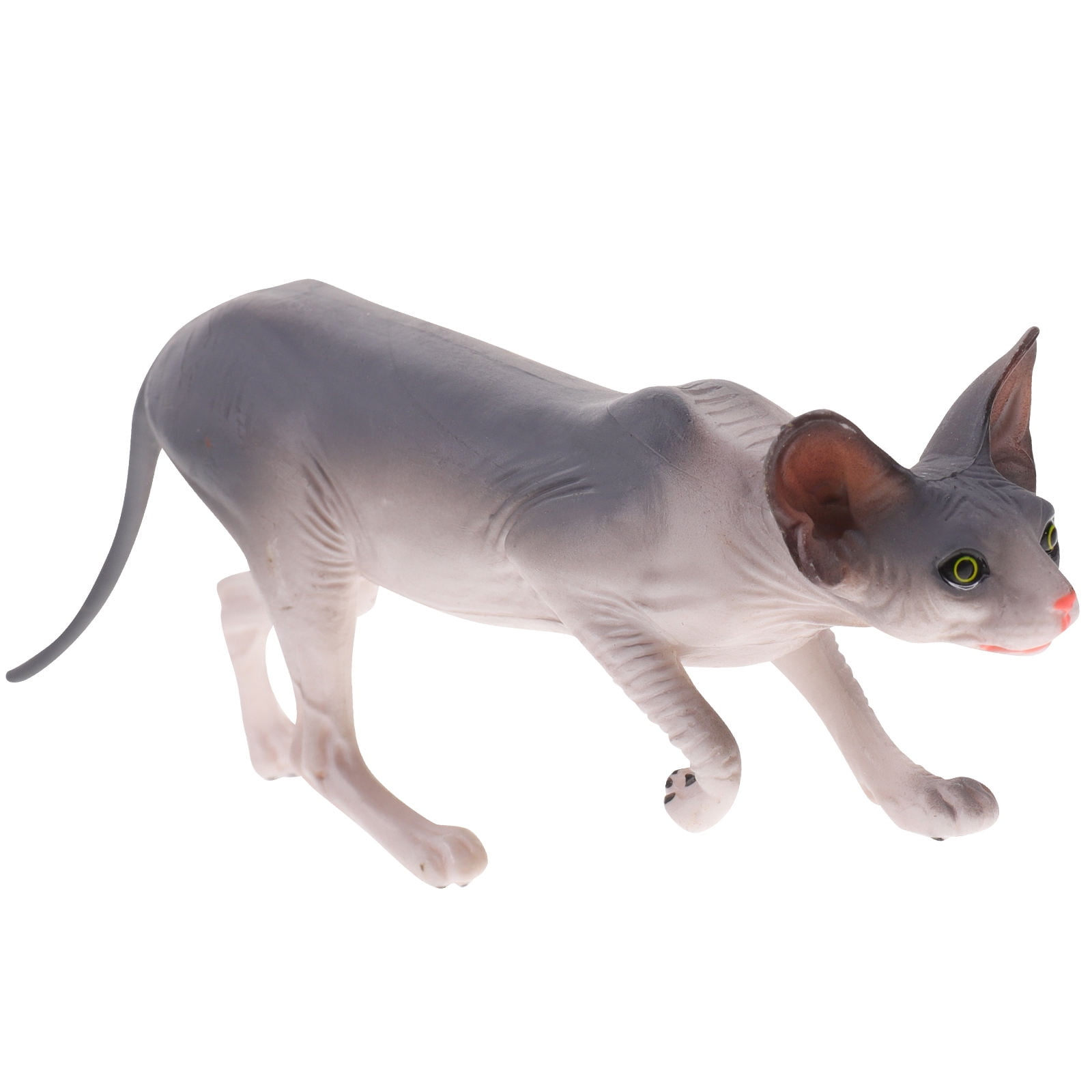 LOLIPPYY Grey Hairless Cat Figurine Plastic Model with Smooth Surface ...