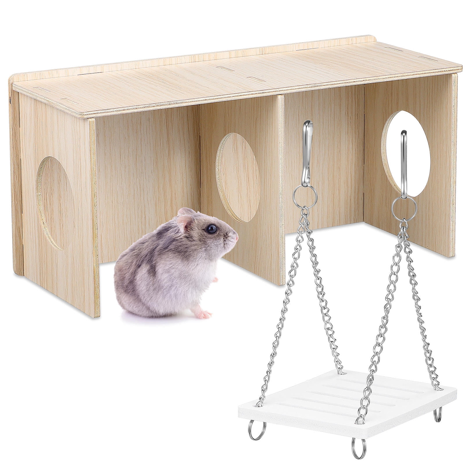 LOLIPPYY Hamster Hideaway Habitat Hamster Wood Cabin Assorted Color ...
