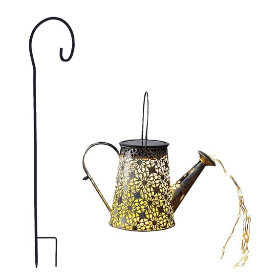 LOLIPPYY Hanging Light Solar Watering Can Light Outdoor Iron Warm White ...