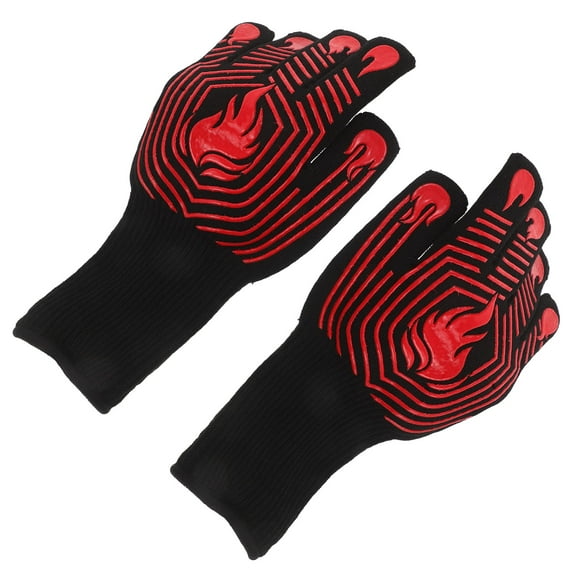 LOLIPPYY High Temp Oven Mitts 1 Pair Red Insulated Fireproof for Home ...