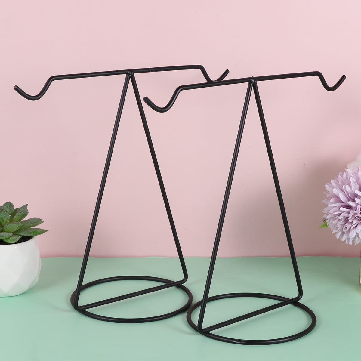 LOLIPPYY Iron Decoration Crafts 2 Pcs Black Wall Art Display Stand for ...