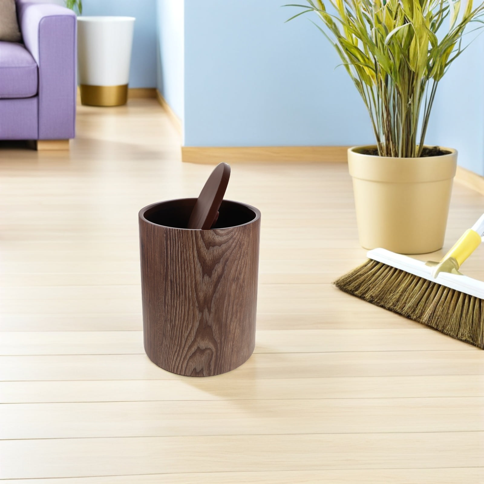 LOLIPPYY Large Capacity Coffee Garbage Pail with Vintage Wood Grain for ...