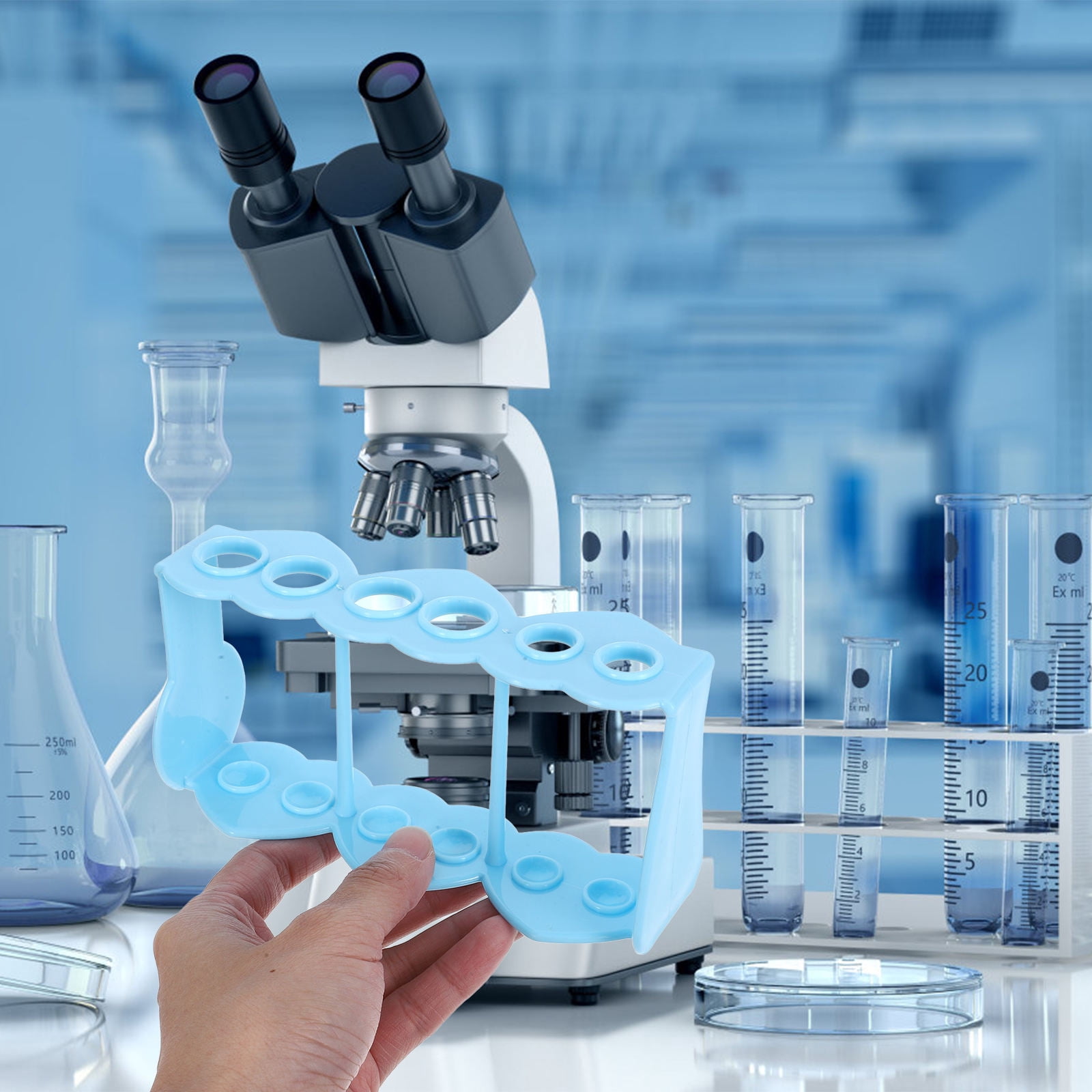 LOLIPPYY Large Plastic Test Tube Holder Sky Blue Rack for Science ...