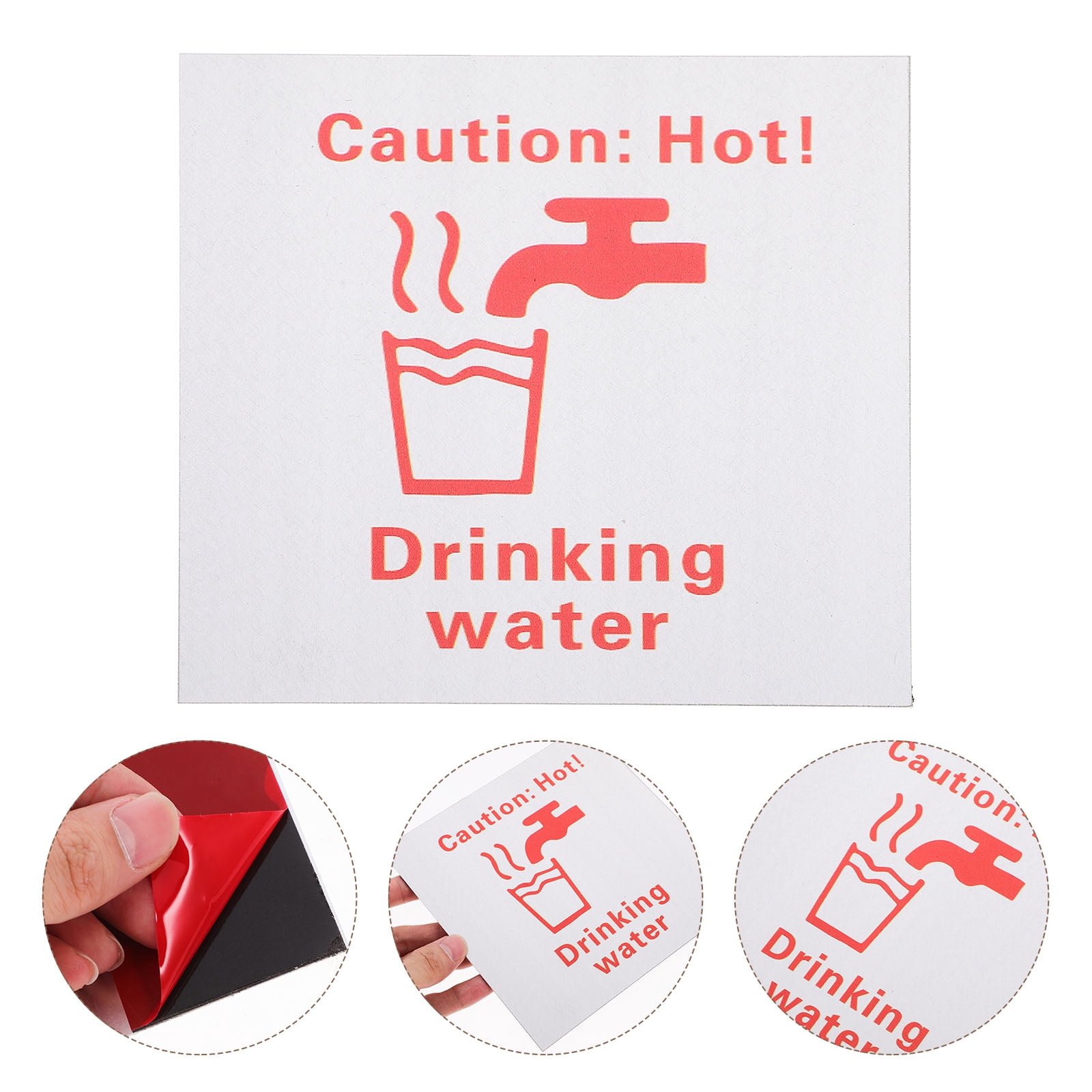 LOLIPPYY Metal Hot Water Caution Sign Self Adhesive Drinking Water Tap ...