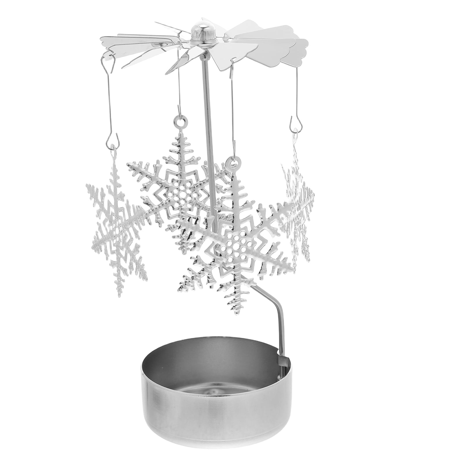 LOLIPPYY Metal Snowflake Rotating Tea Light Carousel Candle Holder for ...