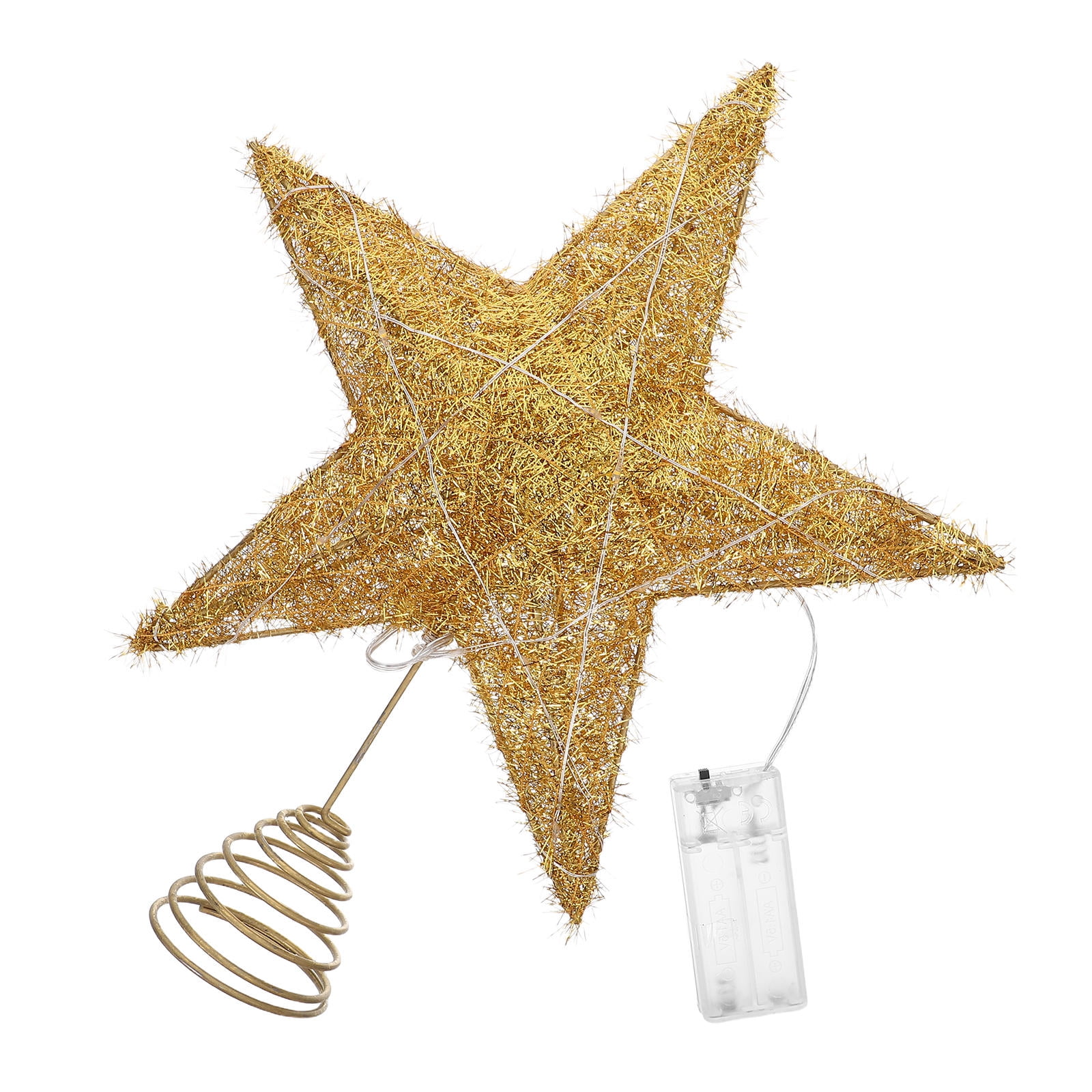 LOLIPPYY Golden Metallic Star Tree Topper with 20 Warm LED Lights for ...