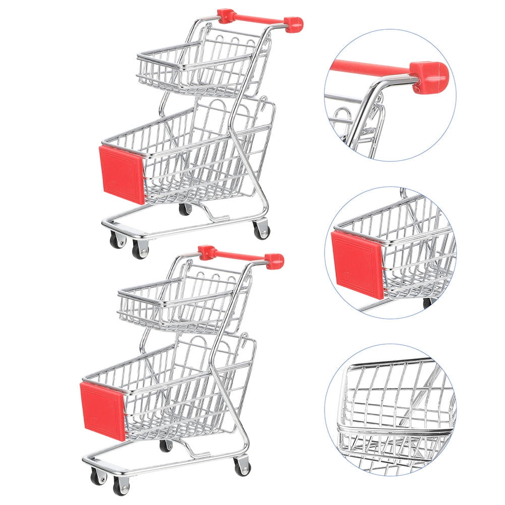 LOLIPPYY Mini Shopping Cart for Kids with Silver Color and Twotier ...