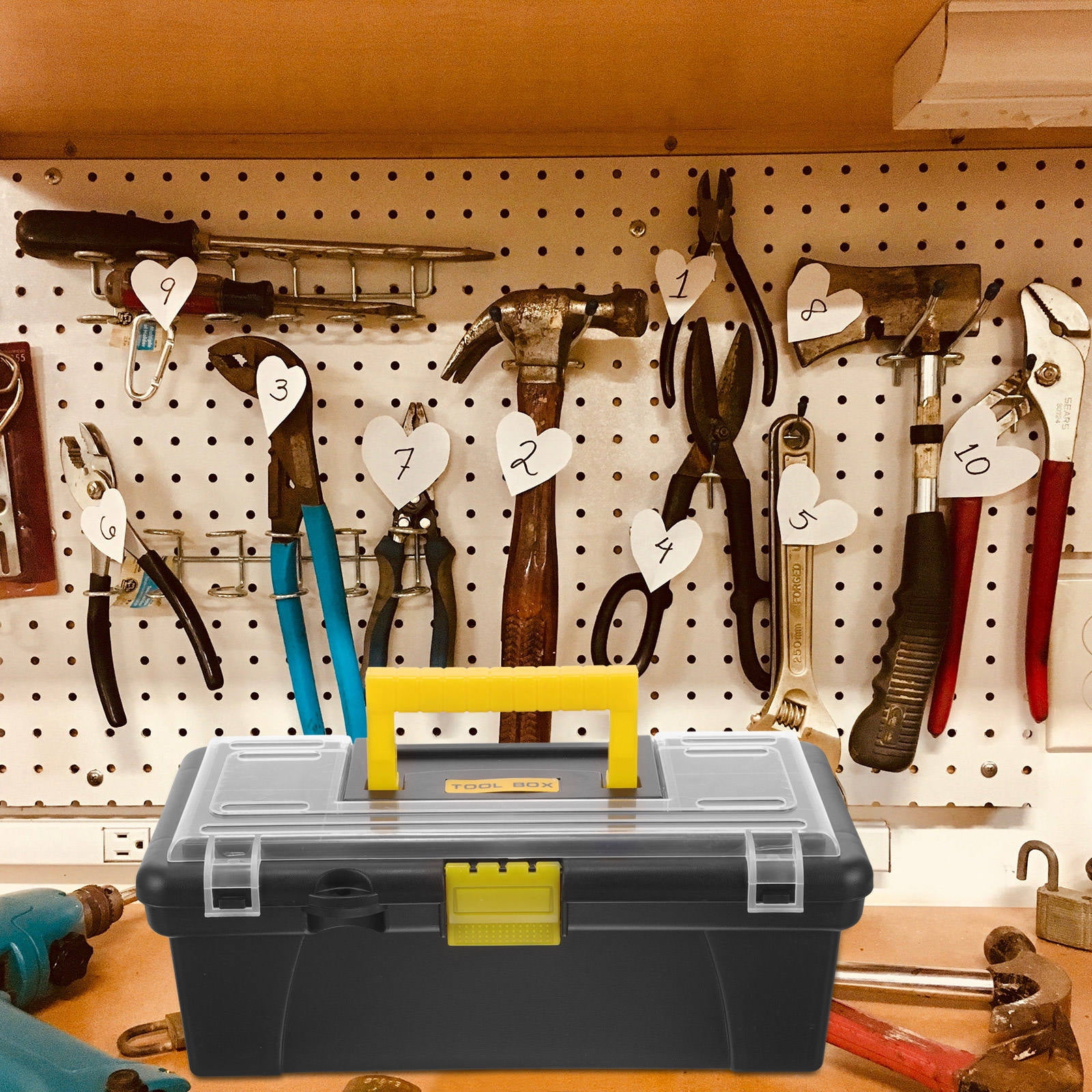 LOLIPPYY Portable Black Plastic Tool Storage Box Heavy Duty Multi ...