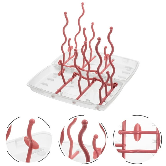 LOLIPPYY Portable Pink Bottle Drying Rack with Detachable Pegs and ...