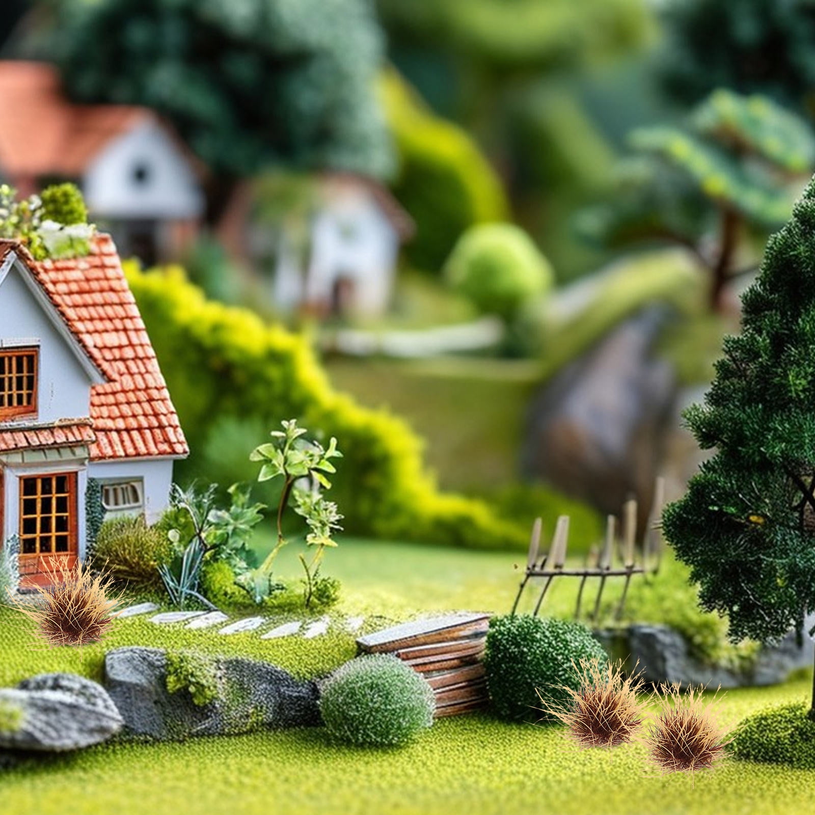 LOLIPPYY Realistic Khaki Static Grass Clusters for Model Railway and ...