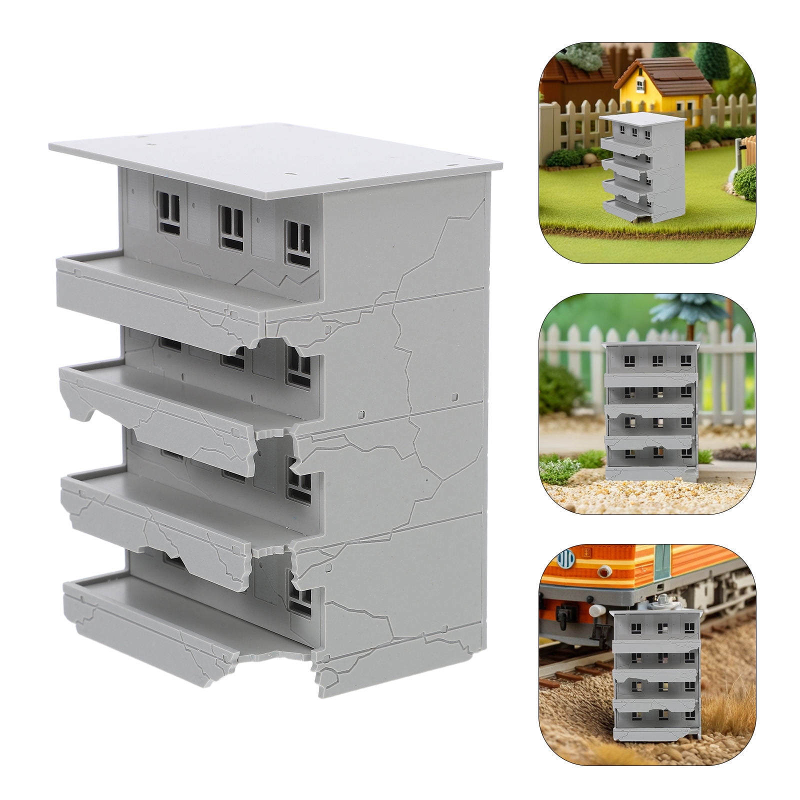 LOLIPPYY Realistic Ruined House Building Model Plastic for DIY Sand ...