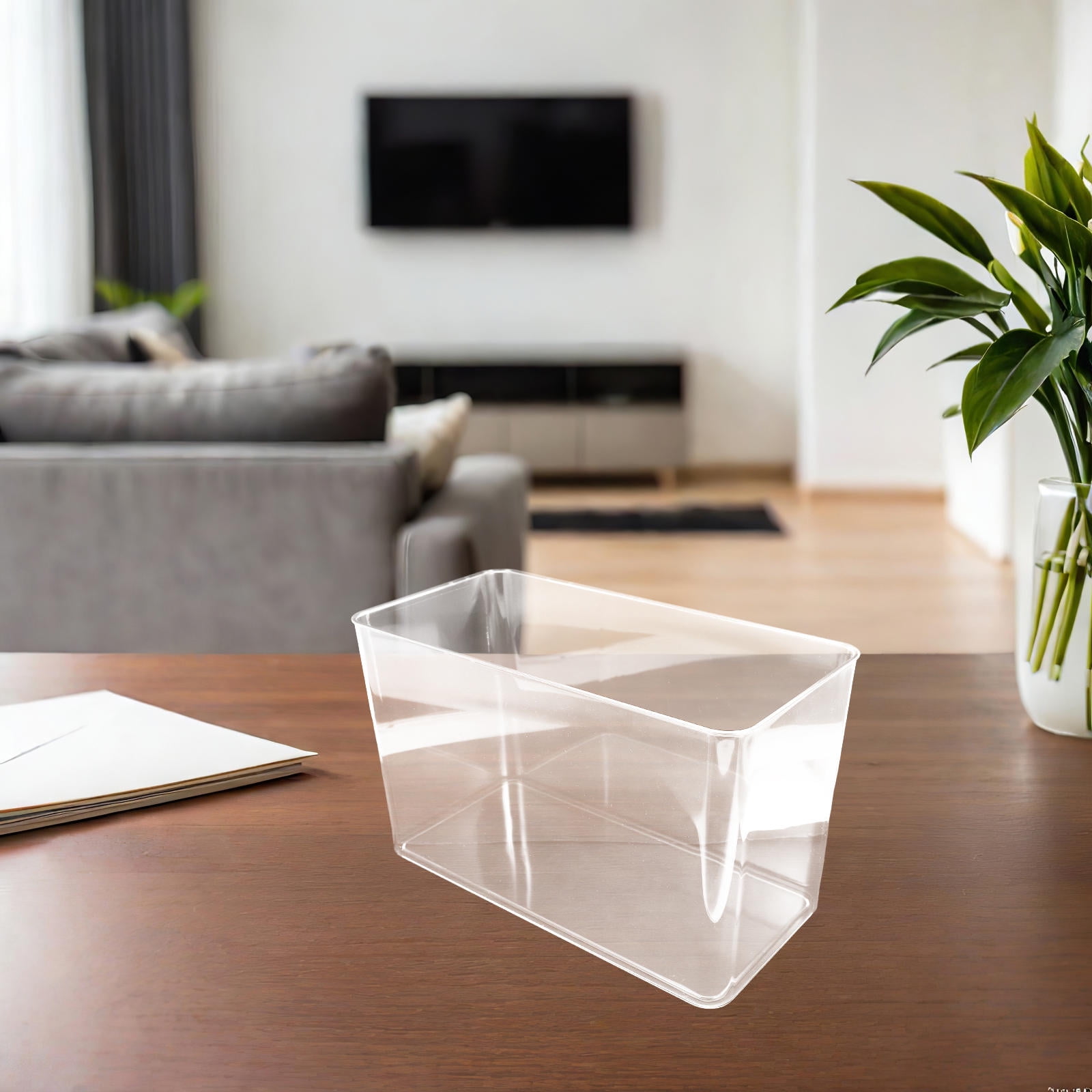 LOLIPPYY Rectangular Transparent Plastic Aquarium Tank for Desktop ...