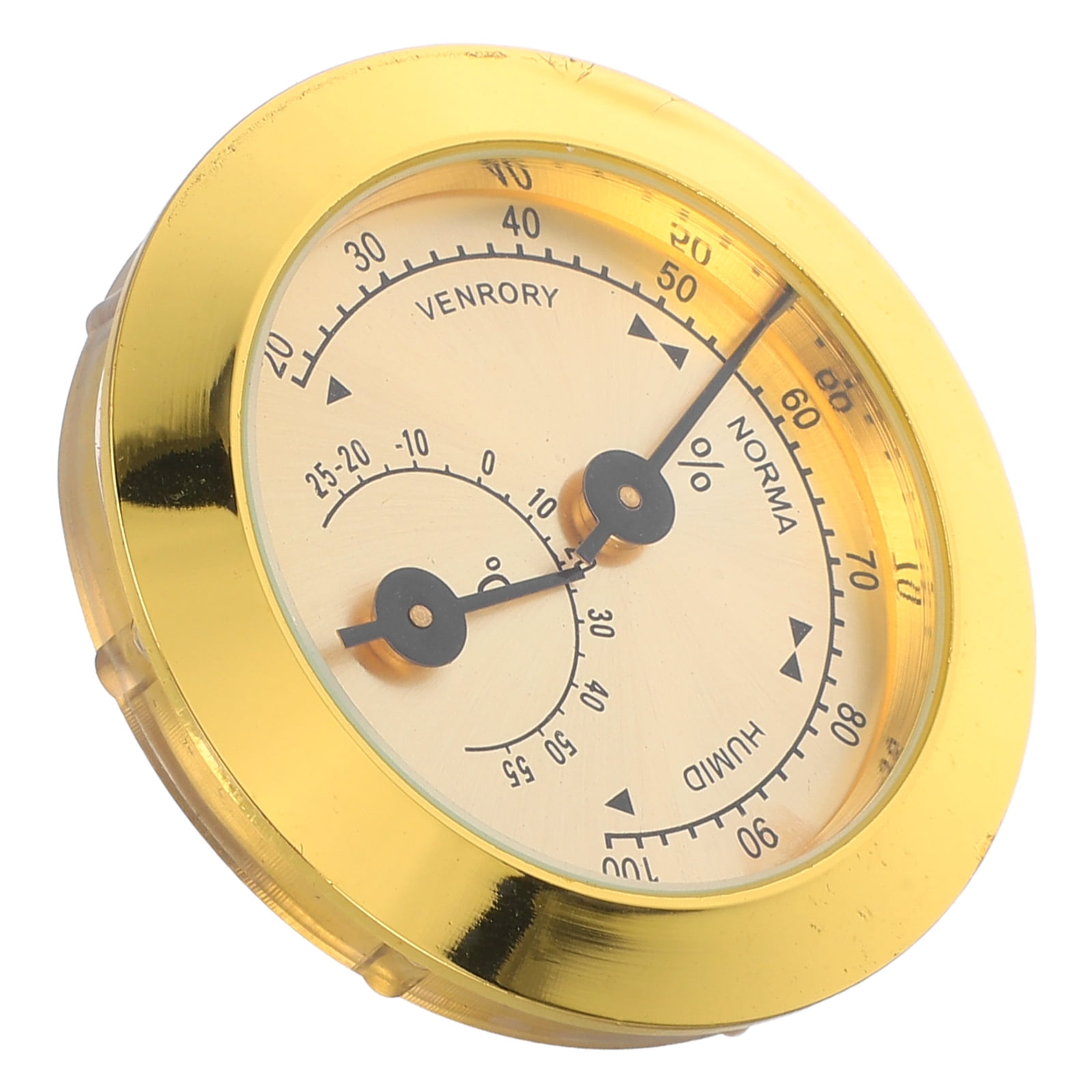 LOLIPPYY Round Mechanical Cigar Hygrometer and Thermometer Gold Finish ...