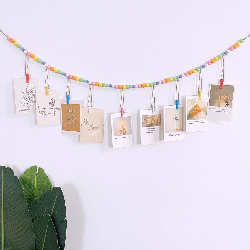 LOLIPPYY Rustic Wooden Bead String Clips for Photo Hanging and Picture ...