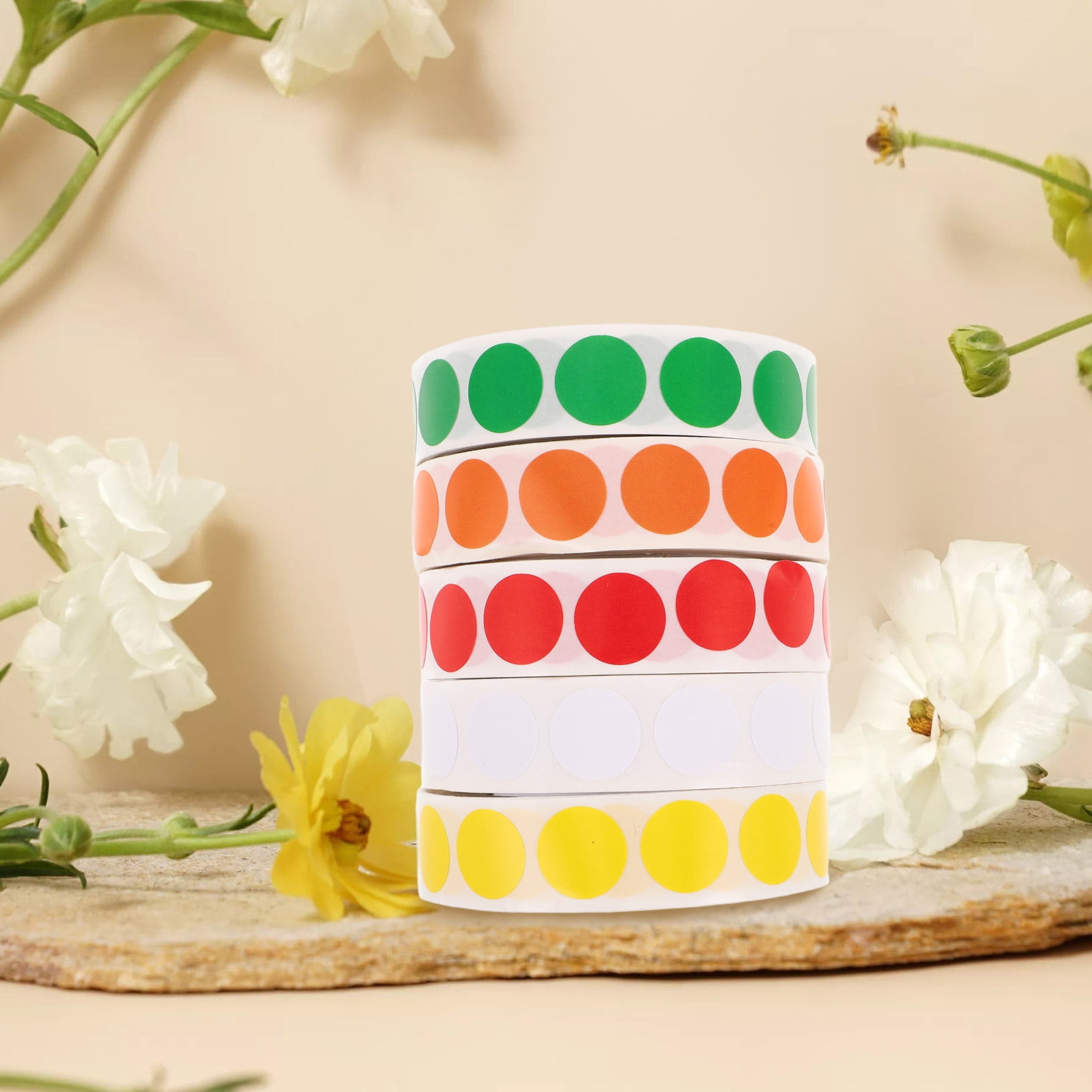 LOLIPPYY Self Adhesive Round Labels Assorted Color Blank Stickers for ...