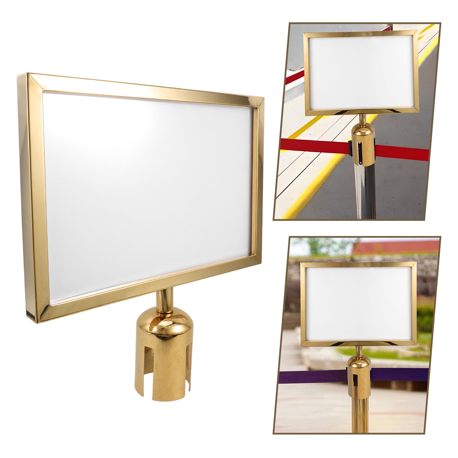 LOLIPPYY Sign Holder for Store Stanchion Sign Holder Golden Stainless ...
