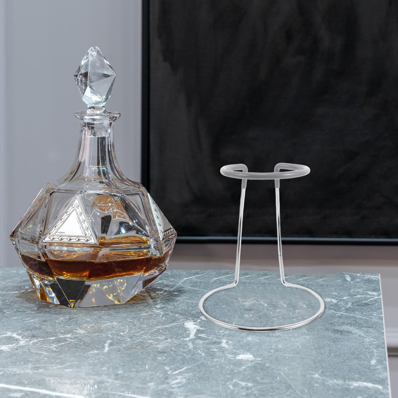 LOLIPPYY Silver Metal Wine Decanter Display Rack Stand Holder for Home ...