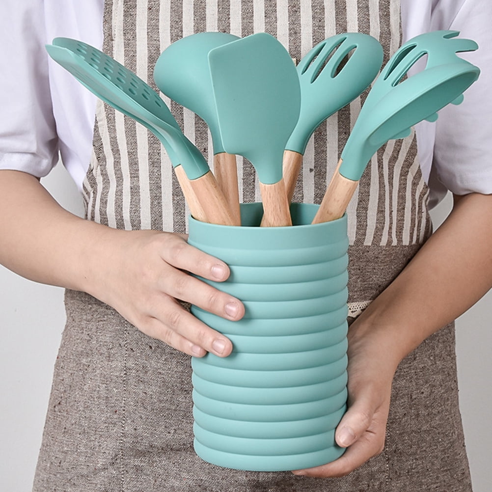 LOLIPPYY 7-Piece Sky Cookware Set with Wooden Handles, Safe Silicone ...