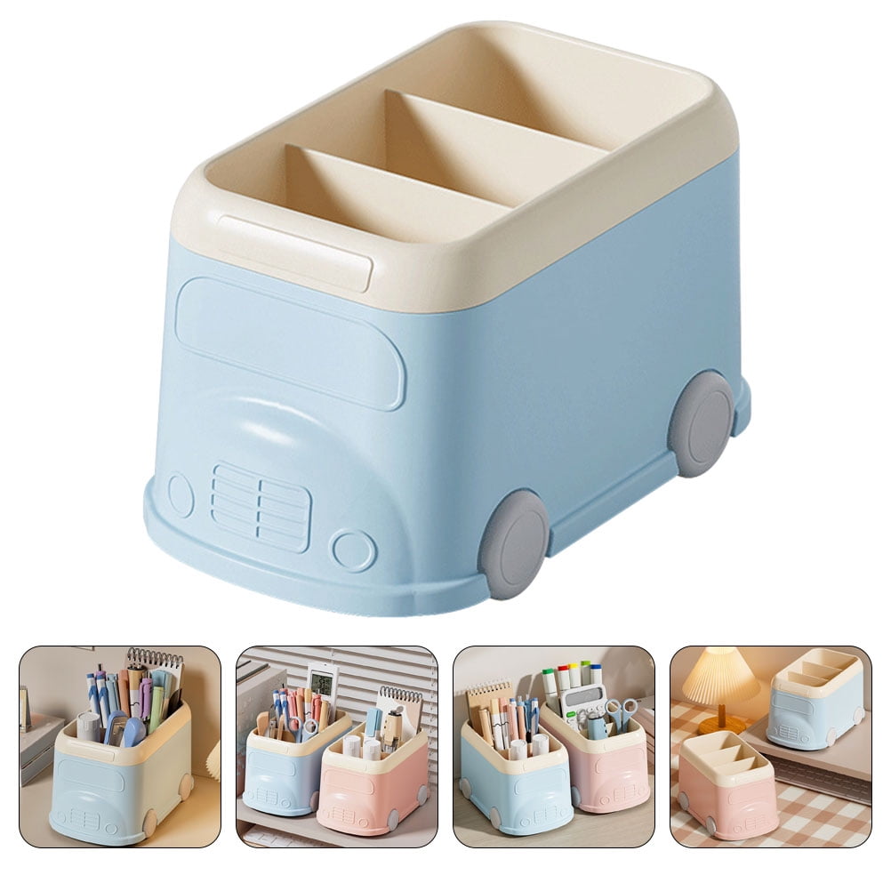 LOLIPPYY Sky Blue Desk Stationery Organizer Plastic Pencil Storage for ...