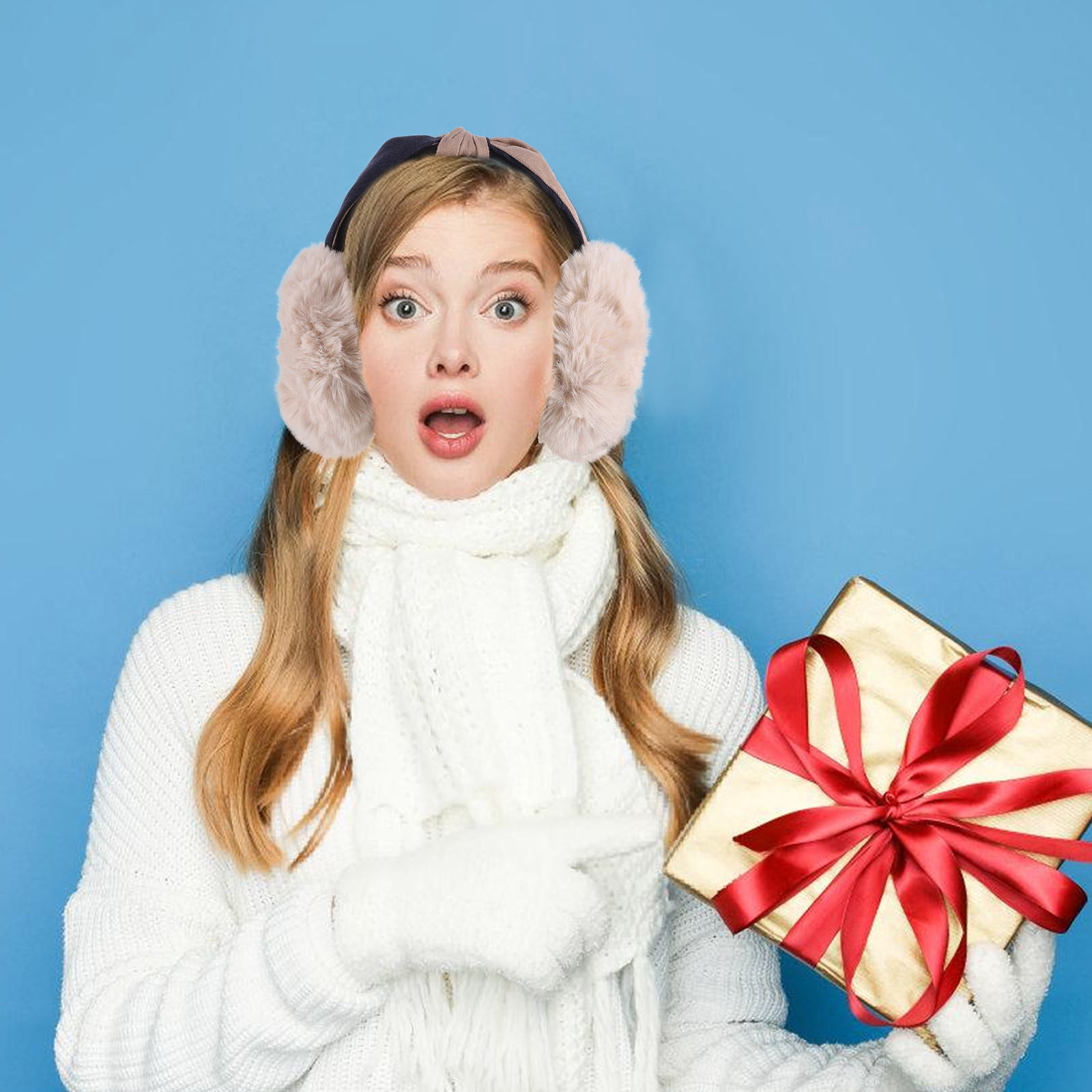 LOLIPPYY Soft Plush Ear Muffs Beige Winter Ear Cover for Shopping ...