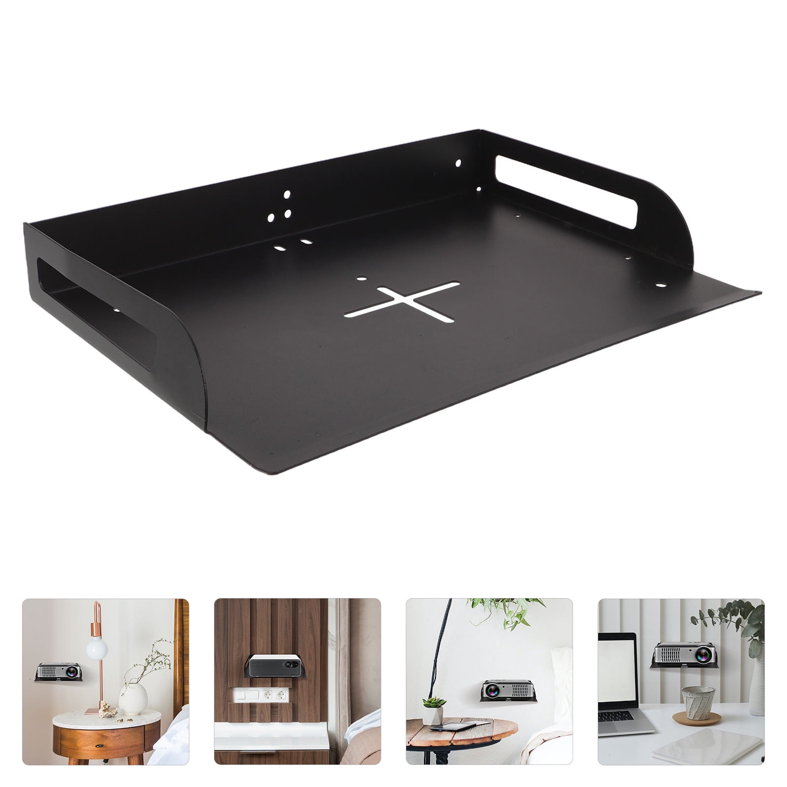 LOLIPPYY Space Saving Router Shelf Bracket Black Metal Wall Mount for ...