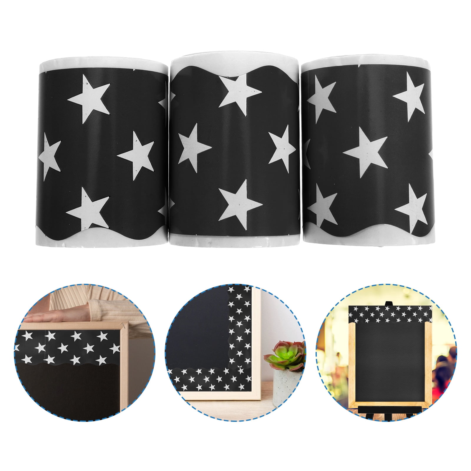 LOLIPPYY Star Pattern Bulletin Board Borders Self Stick Wallpaper ...
